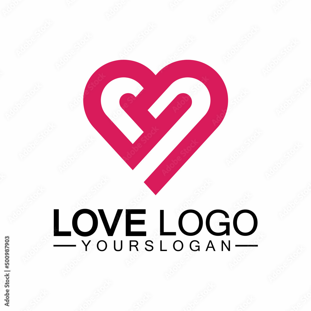 Vetor de Love logo design vector,geometric hearth logo vector, linear ...