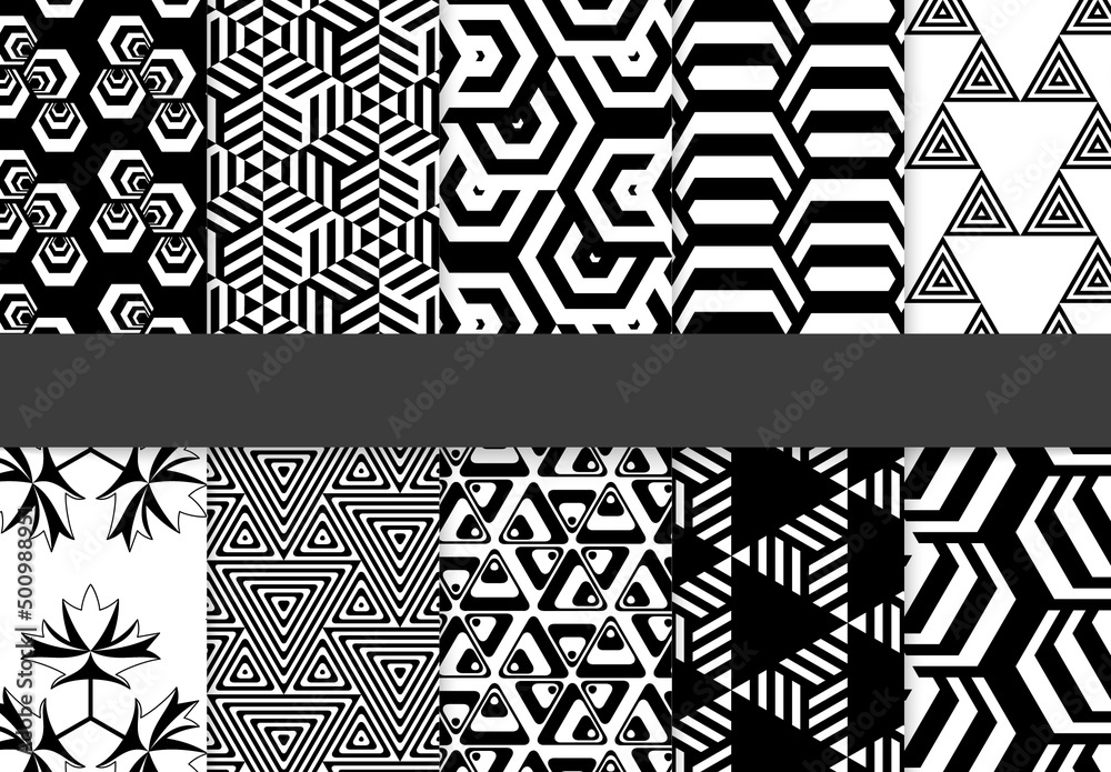 Seamless Pattern Collection with Simple Black and White Geometric ...