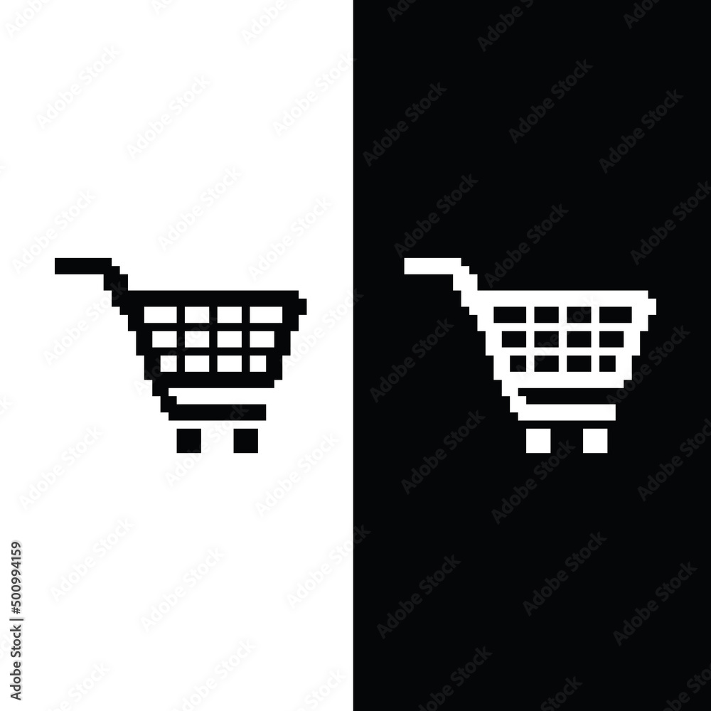 pixel Shopping cart icon vector pixel art basket for 8 bit game Stock ...
