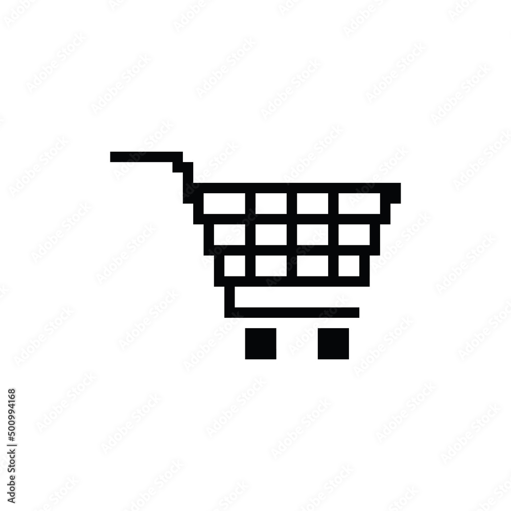pixel Shopping cart icon vector pixel art basket for 8 bit game Stock ...
