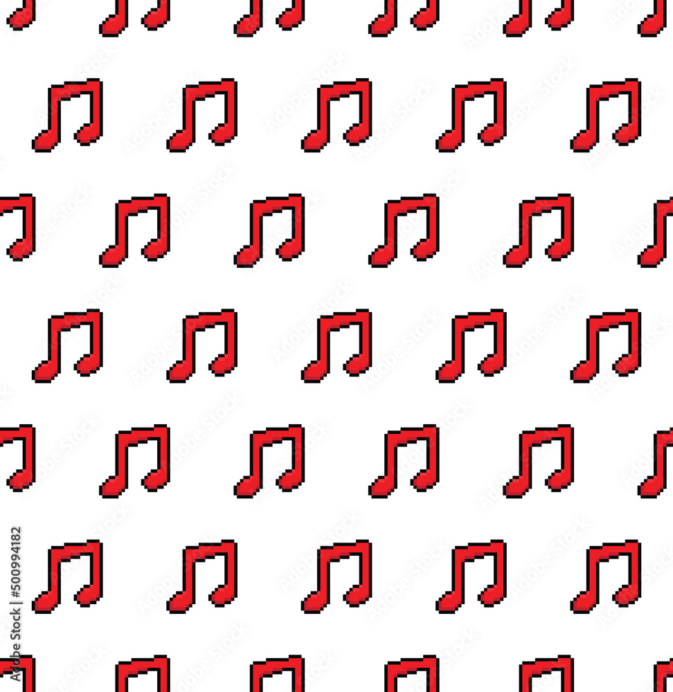 pixel background with music note. music seamless pattern vector pixel ...