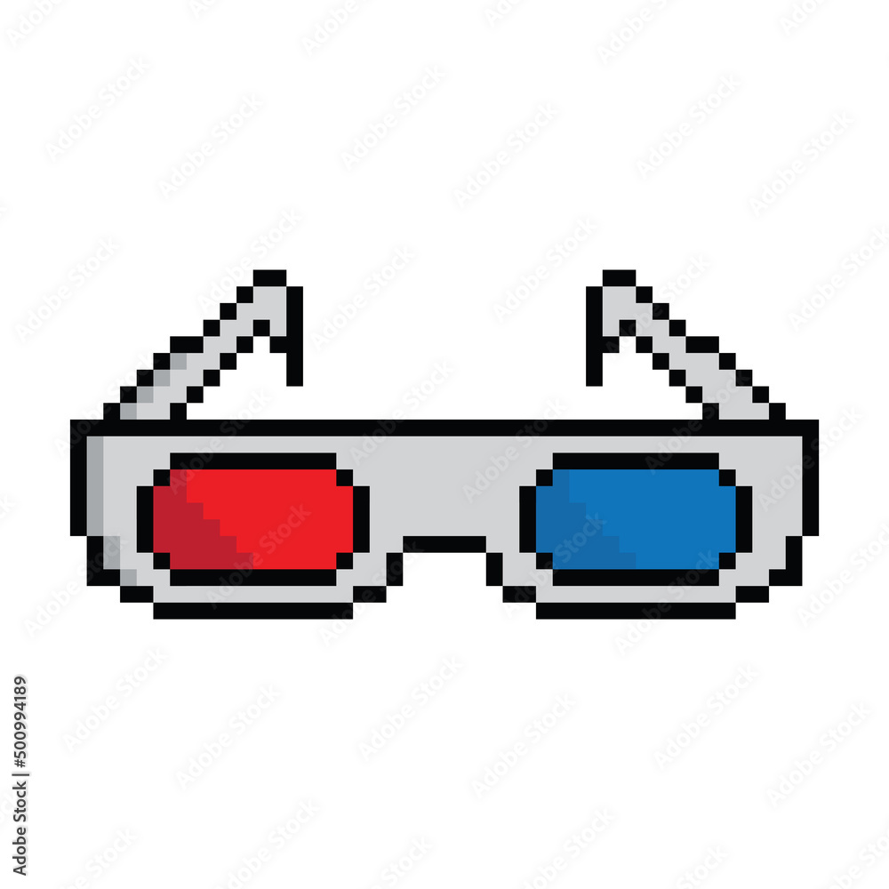 pixel 3d glasses icon vector eyeglasses pixel art for 8 bit game Stock ...