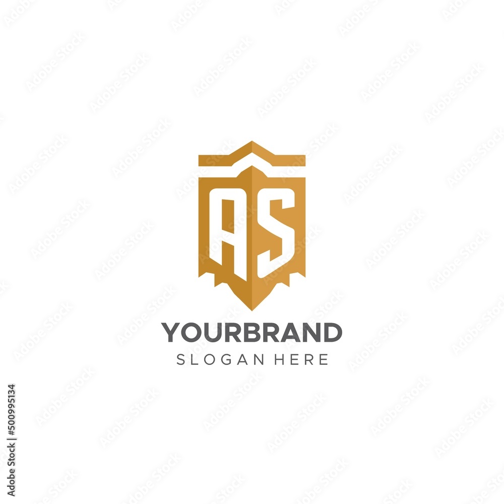 Monogram AS logo with shield geometric shape, elegant luxury initial ...