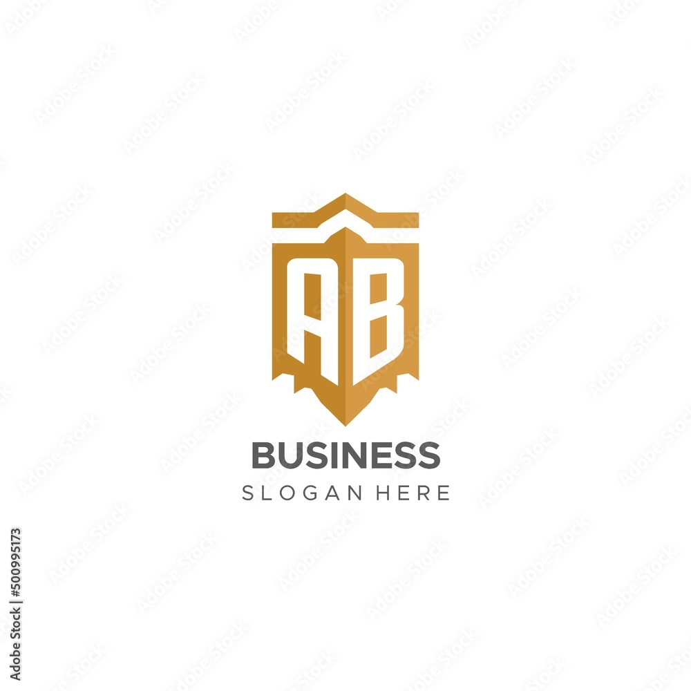 Monogram AB logo with shield geometric shape, elegant luxury initial ...