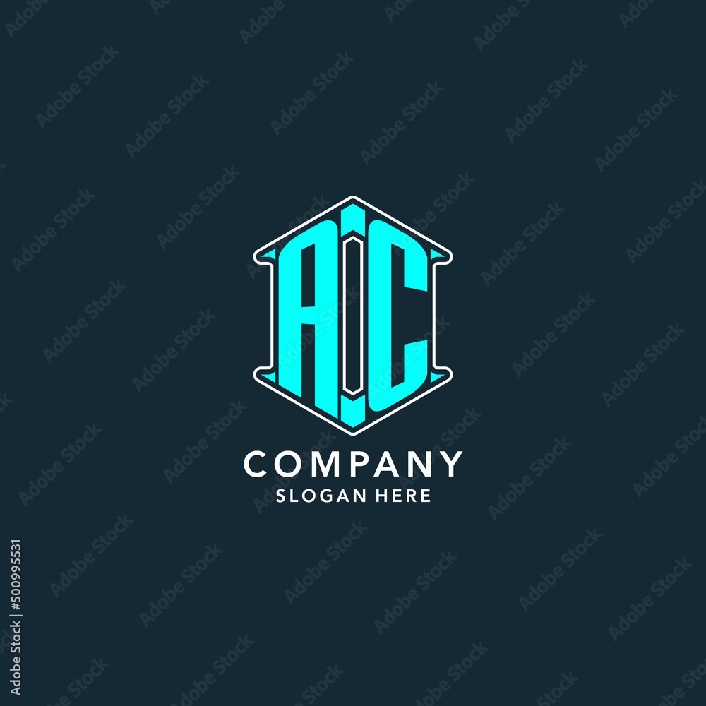 Letter AC logo with hexagon shape geometric style design idea Stock ...