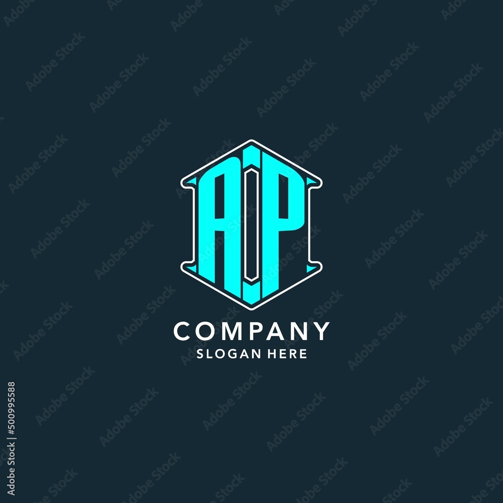 Letter AP logo with hexagon shape geometric style design idea Stock ...