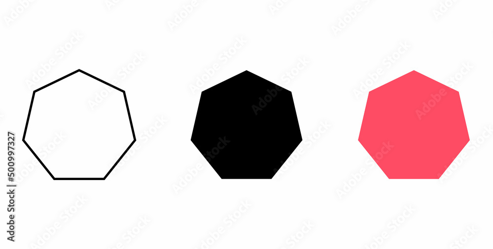 set of 2d heptagon shape in mathematics Stock Vector | Adobe Stock