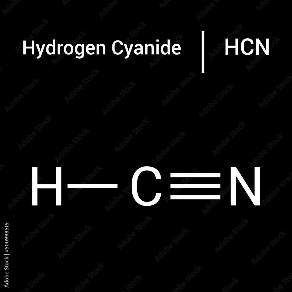 chemical structure of Hydrogen cyanide (HCN) Stock Vector | Adobe Stock chemical structure of Hydrogen cyanide (HCN) Stock Vector | Adobe Stock