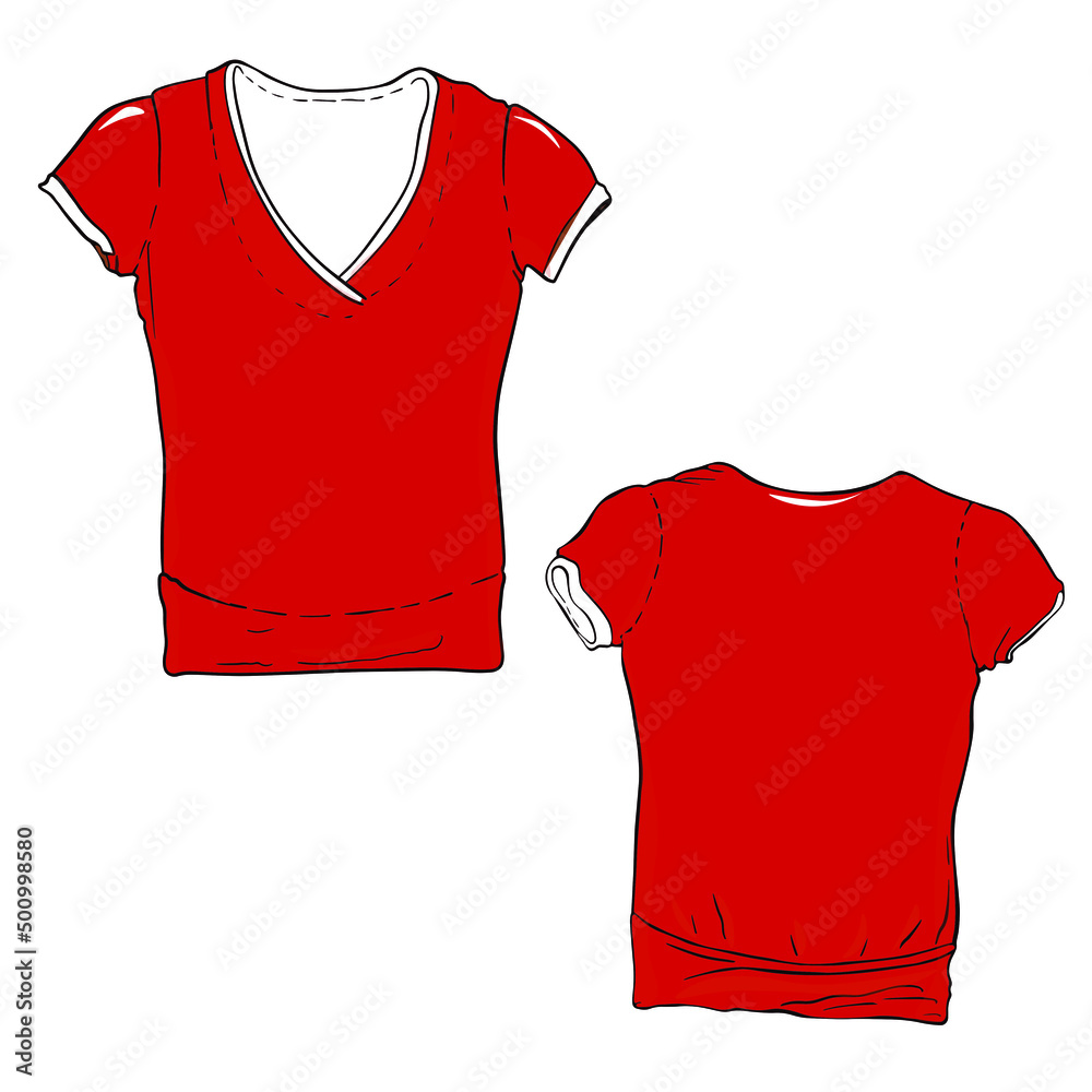 Isolated t-shirt vector illustration on white background. Clothes mocap ...