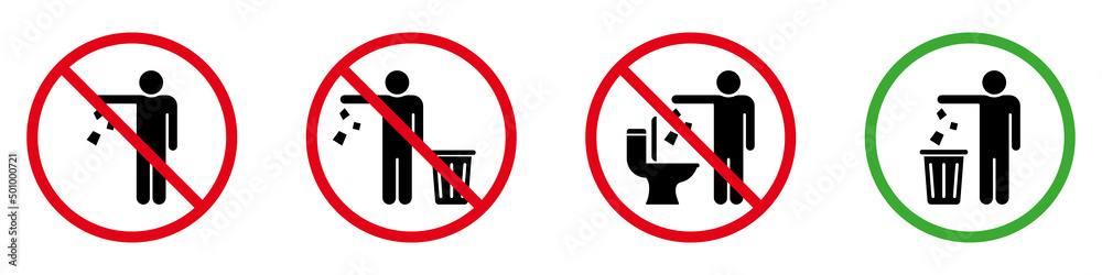 Keep Clean Silhouette Sign. Allowed Throw Rubbish, Waste, Garbage in ...