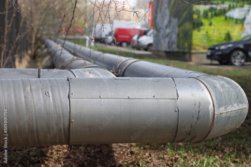 Overground heat pipes. Pipeline above the earth conducting heat for ...