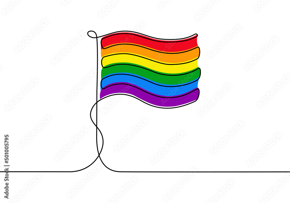 One line drawing LGBT pride flag. Gay and lesbian support. Vector ...