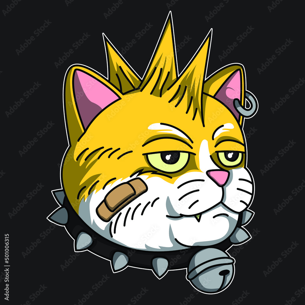 cartoon punk rock cat vector illustartion Stock Vector | Adobe Stock