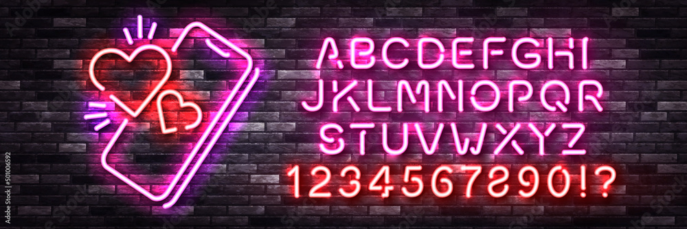 Vector realistic isolated neon sign of Dating App logo with easy to ...