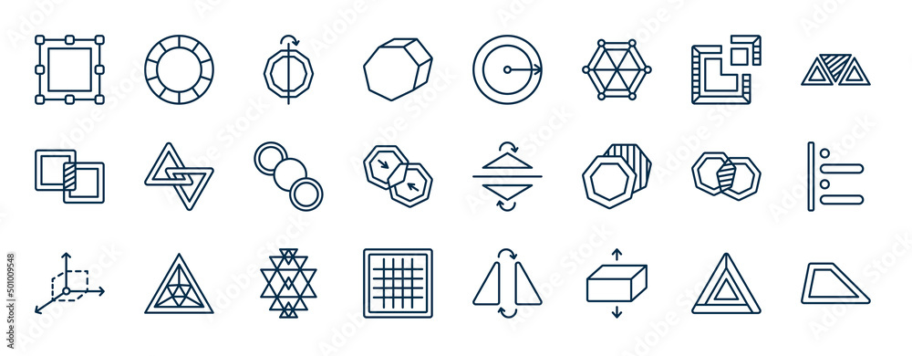 set of geometric figure collection. web icons in outline style. thin ...