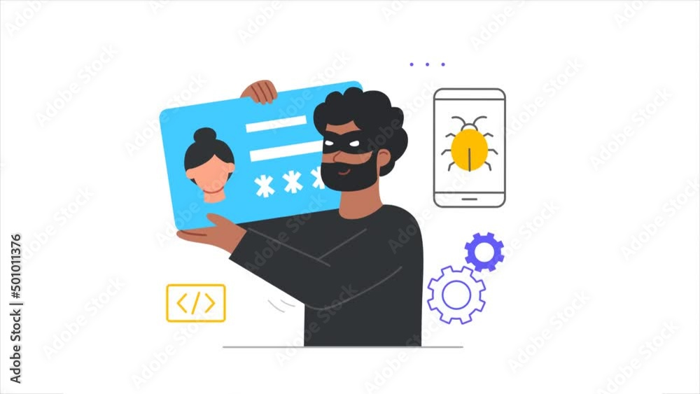 Internet fraud and hacker attack video concept. Bearded moving male ...