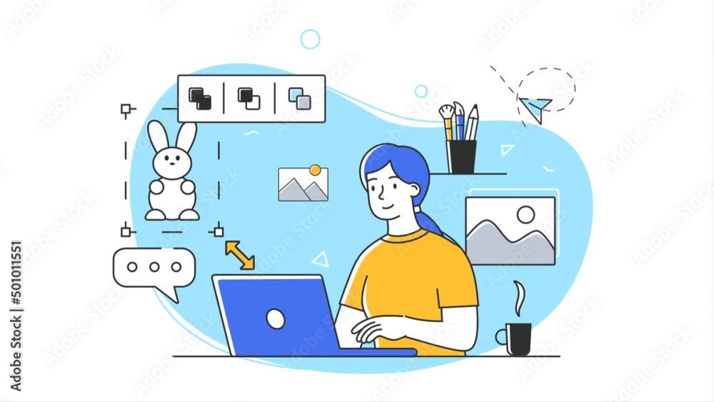 Different professions video concept. Moving female graphic designer ...