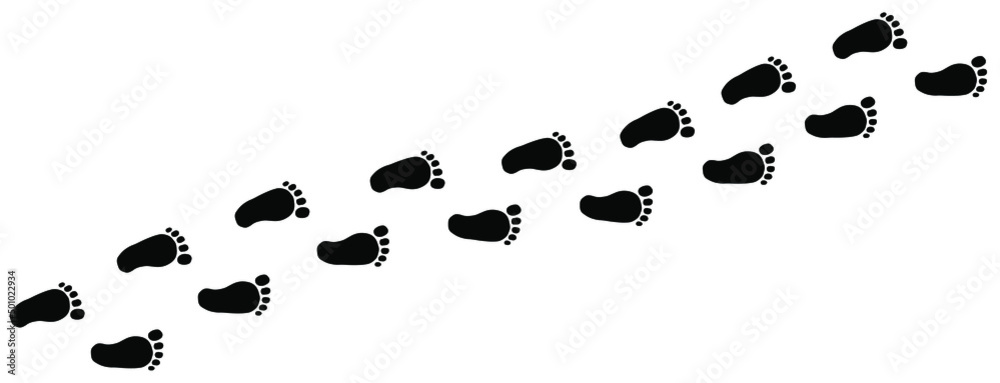 Baby footprint path in black color. Toddler silhouette steps Stock ...