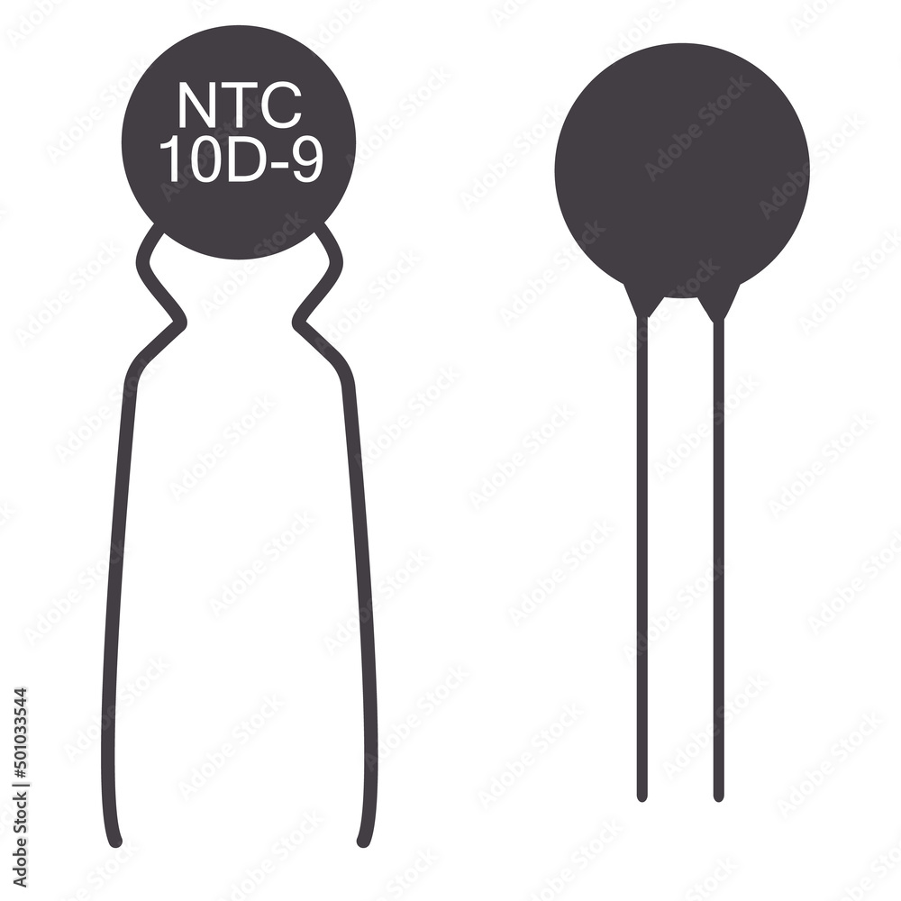 Thermistor icon on white background. NTCThermistor Resistor sign. flat ...