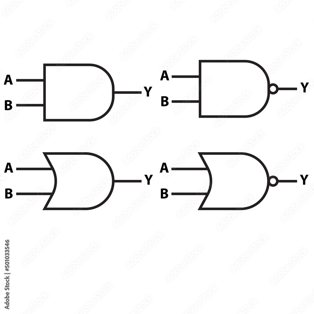 Logic Gate AND And NAND Gate Icon Logic Gate OR And NOR Gate Icon logic-gate-and-and-nand-gate-icon-logic-gate-or-and-nor-gate-icon