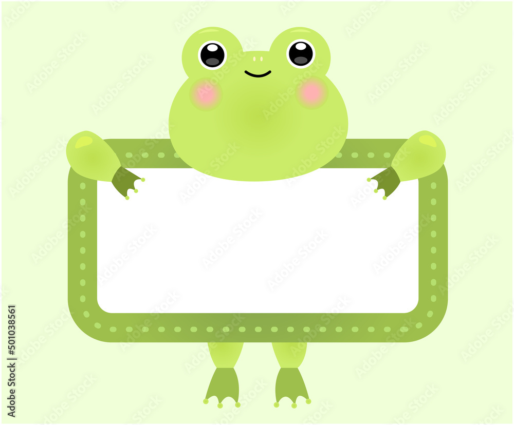 A name tag with a cute frog picture illustration set. Kindergarten ...
