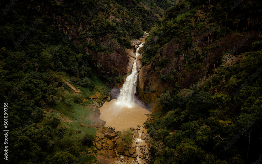 Dunhinda Waterfall in Badulla, Sri Lanka. Waterfall located about 5 ...