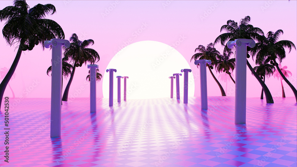 Vaporwave Aesthetics Stock Illustration | Adobe Stock