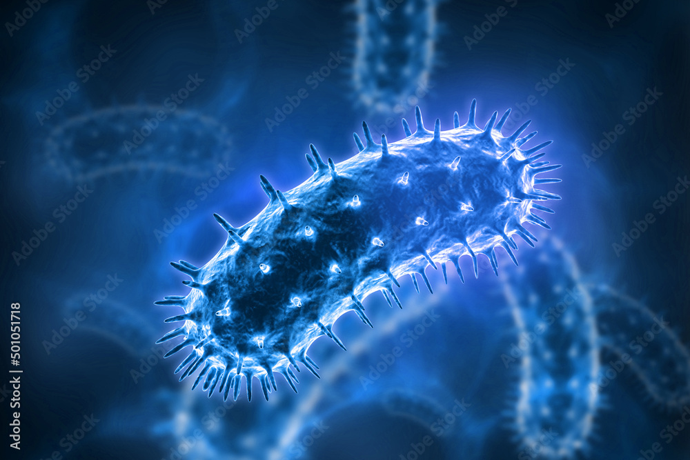 3d rendered rabies virus isolated on a color background Stock ...