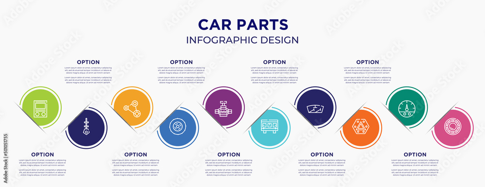 car parts concept infographic design template. included car fascia ...