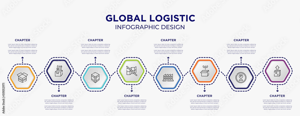 global logistic concept infographic template with 8 step or option ...