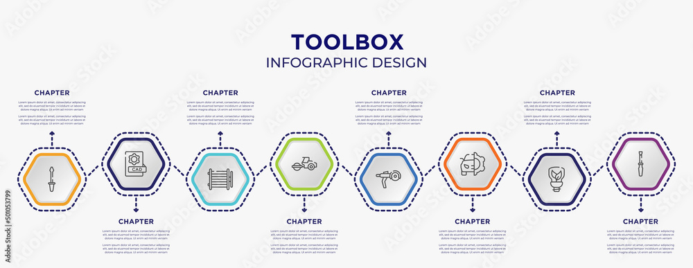 toolbox concept infographic template with 8 step or option. included ...