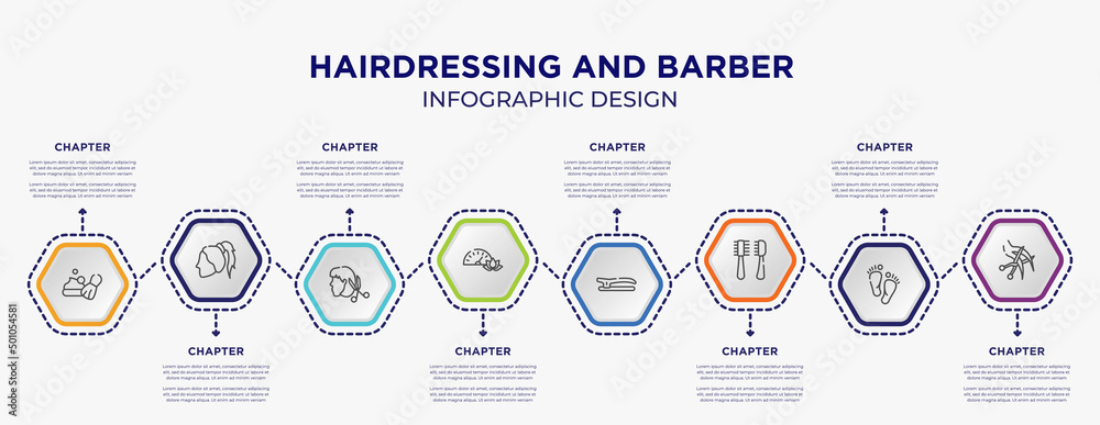 hairdressing and barber concept infographic template with 8 step or ...