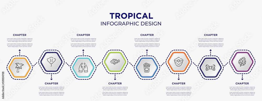 tropical concept infographic template with 8 step or option. included ...
