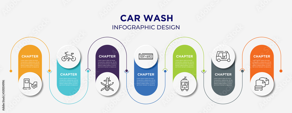 car wash concept infographic design template. included refilling ...