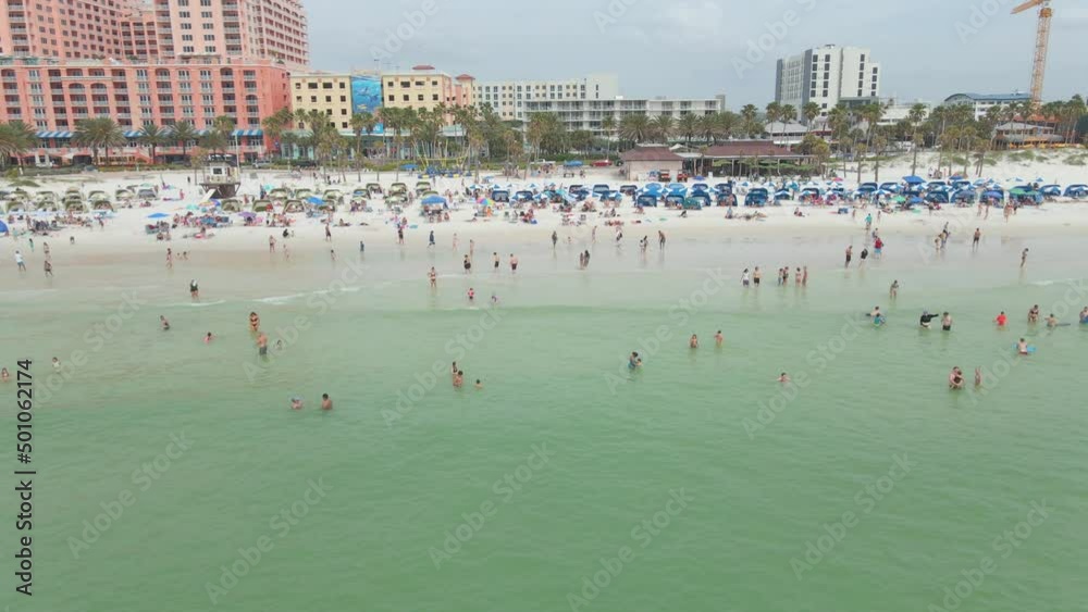 Crowded beach in Clearwater Florida, beautiful white sand, spring break ...
