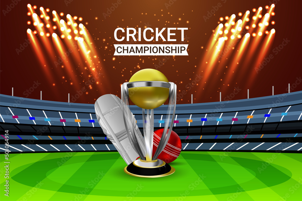 Cricket championship tournament card with vector illustration Stock ...