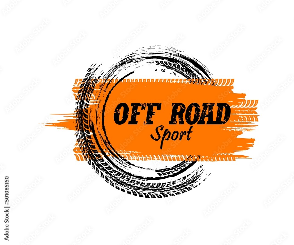 Offroad sport grunge banner. Tire tracks of race car or motorcycle ...