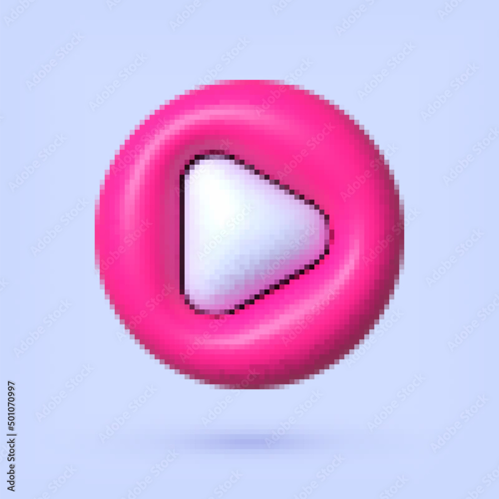 Play Button 3d render vector. Modern 3d banner with red play on white ...