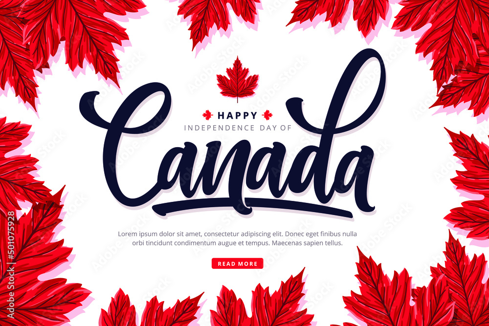 canada day lettering background with maple leaves Stock Vector | Adobe ...