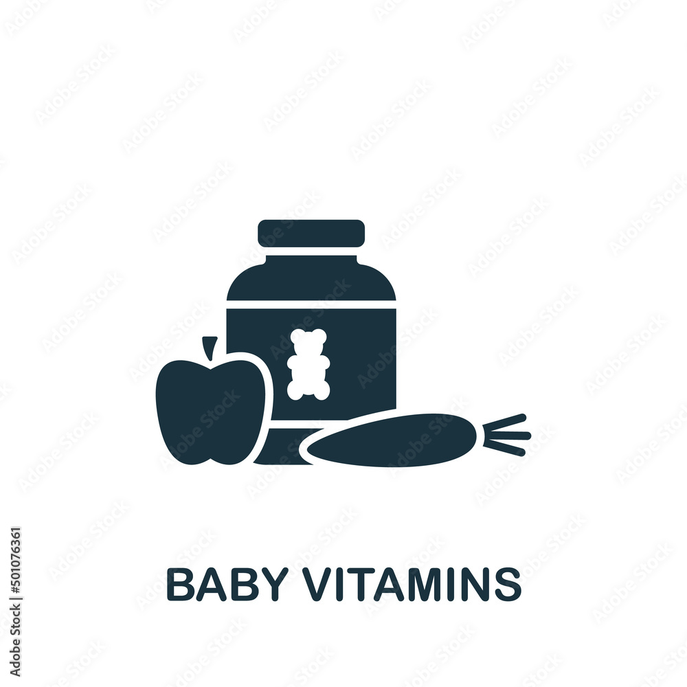 Baby Vitamins icon. Monochrome simple Baby icon for templates, web ...