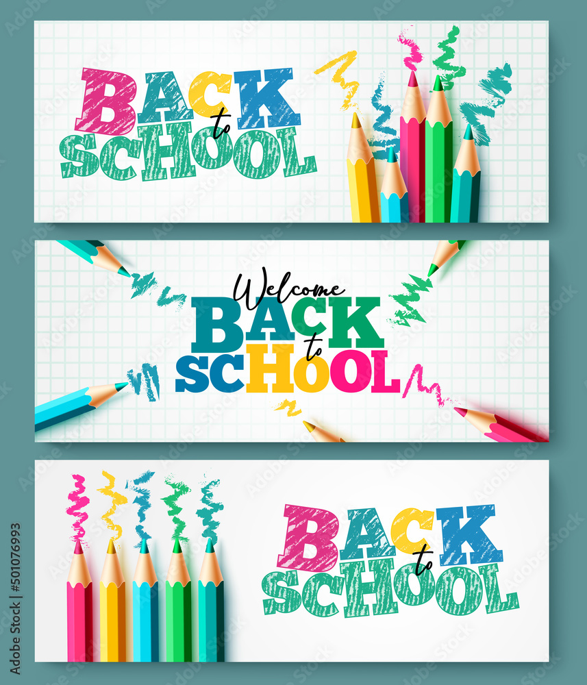 Back to school vector banner set design. Back to school creative text ...