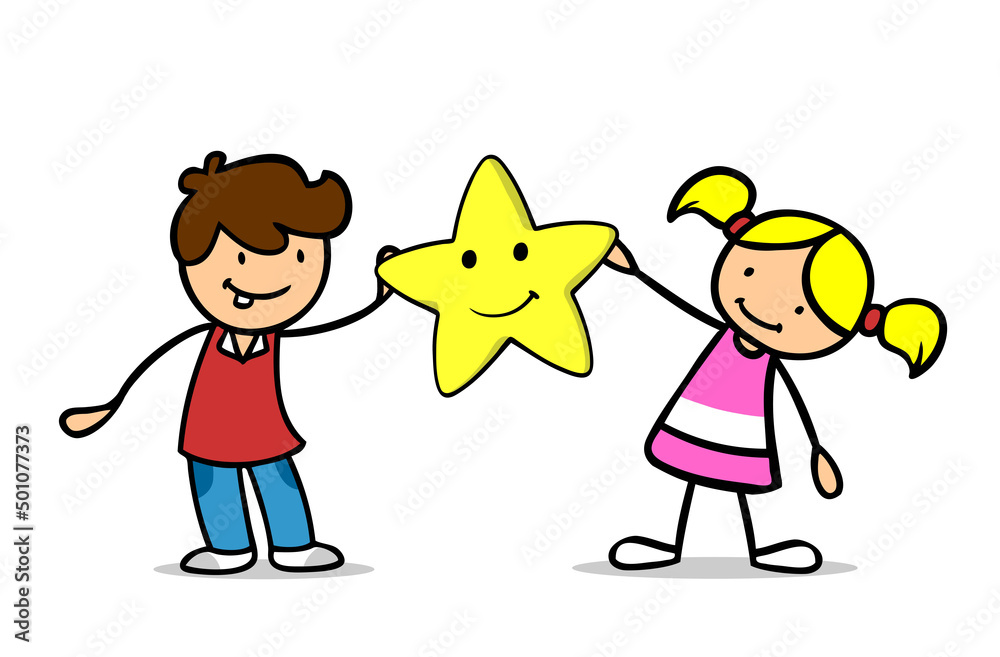 Zwei Kinder mit Stern als Sternsinger zu Weihnachten Stock Illustration ...