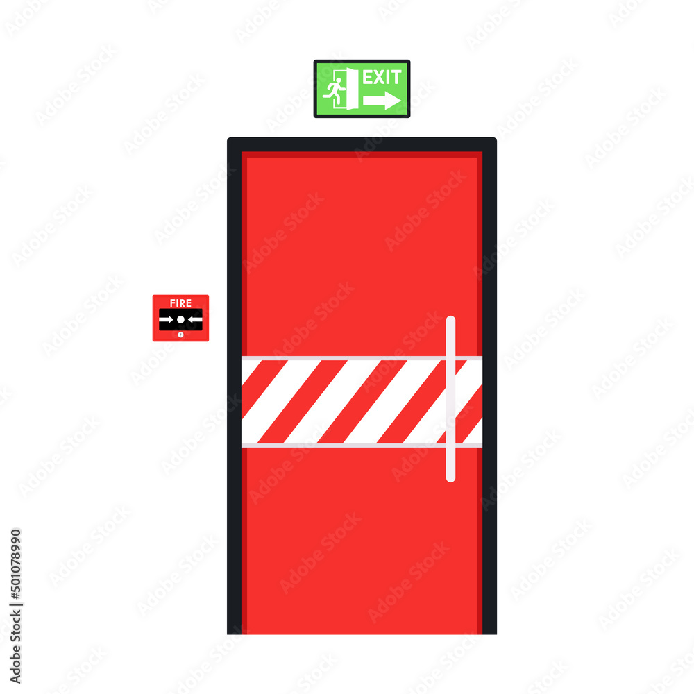 Fire door vector. Fire alarm cartoon vector. Fire alarm system. Fire ...