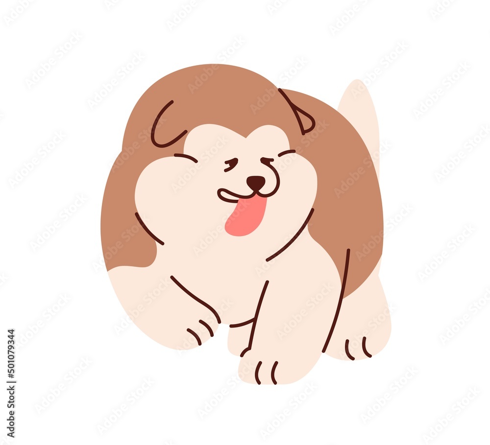 Cute Chinese Alaskan Malamute puppy running with tongue out. Funny ...