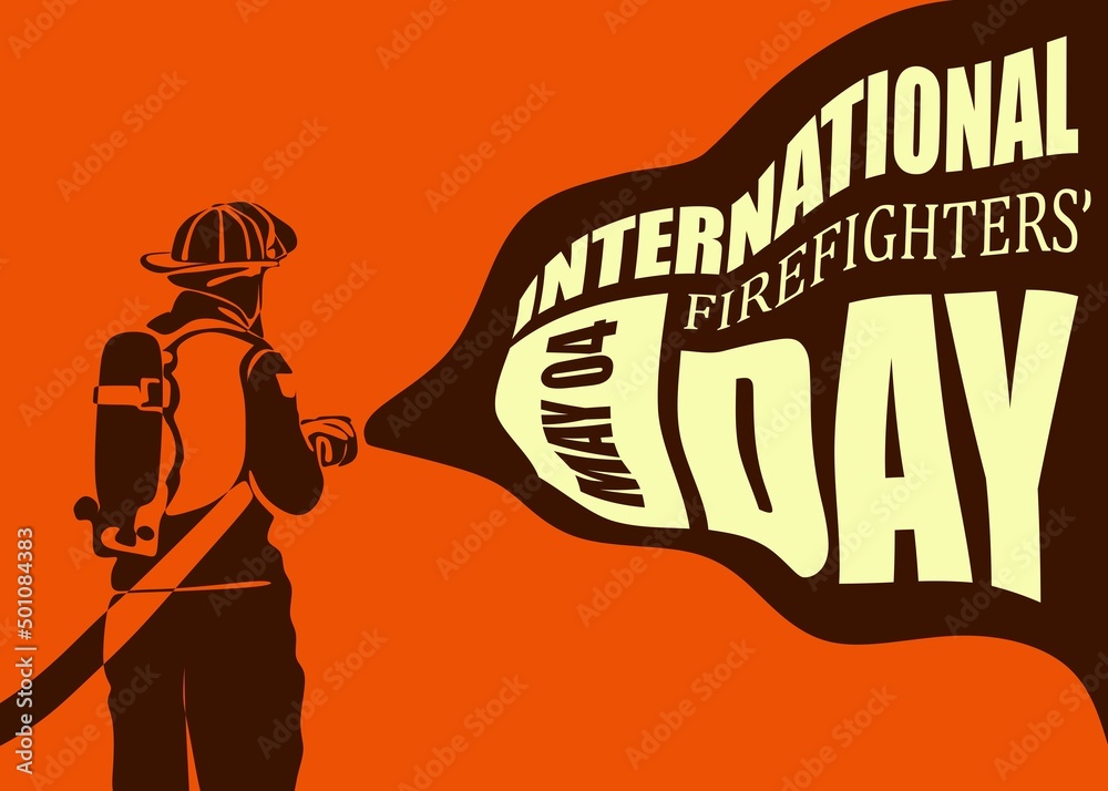International firefighters day concept. Firefighter silhouette vector ...
