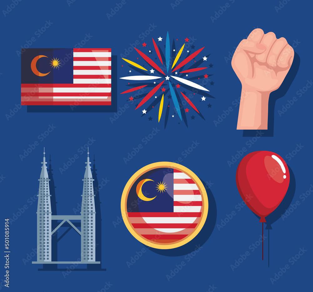 six hari merdeka icons Stock Vector | Adobe Stock