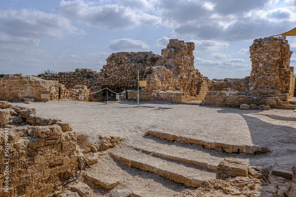 Courtyard and Observation Tower foundation of Apollonia crusader's ...