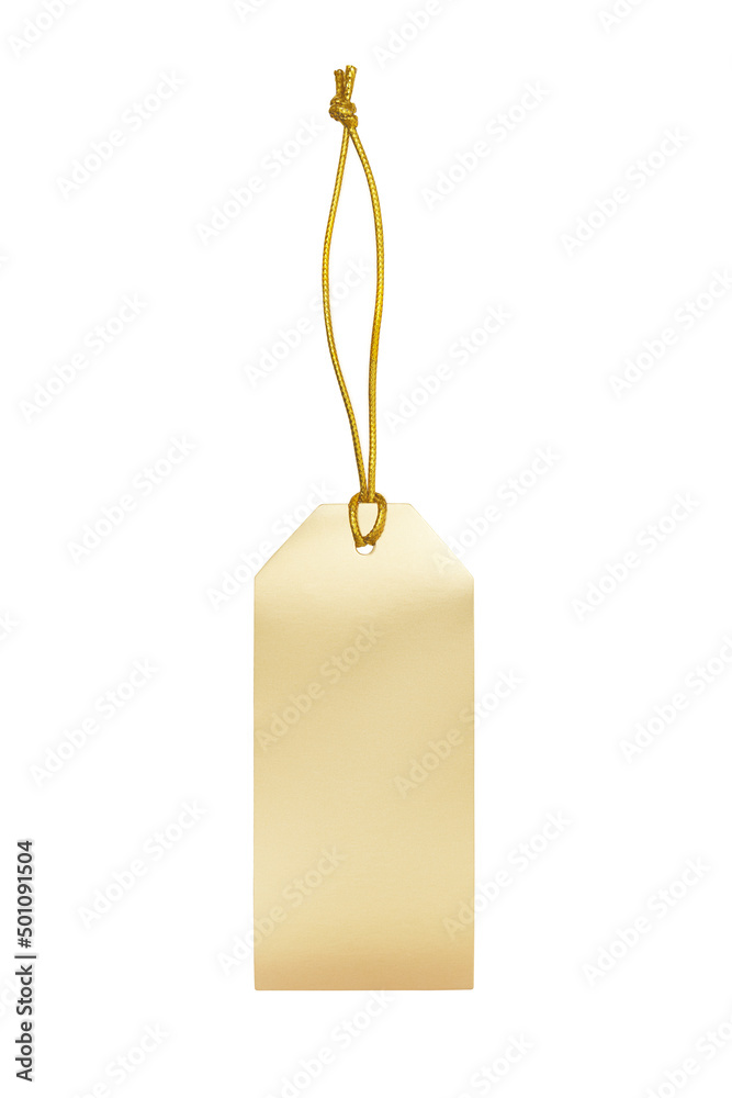Golden label with string isolated on white background Stock Photo ...