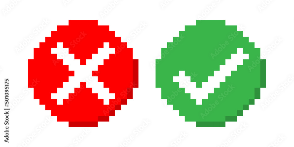 Check mark pixel icon set Stock Vector | Adobe Stock