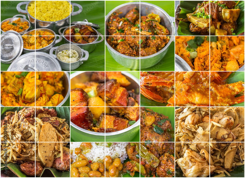 Stockfoto collage de plats emblématiques de la cuisine créole ...